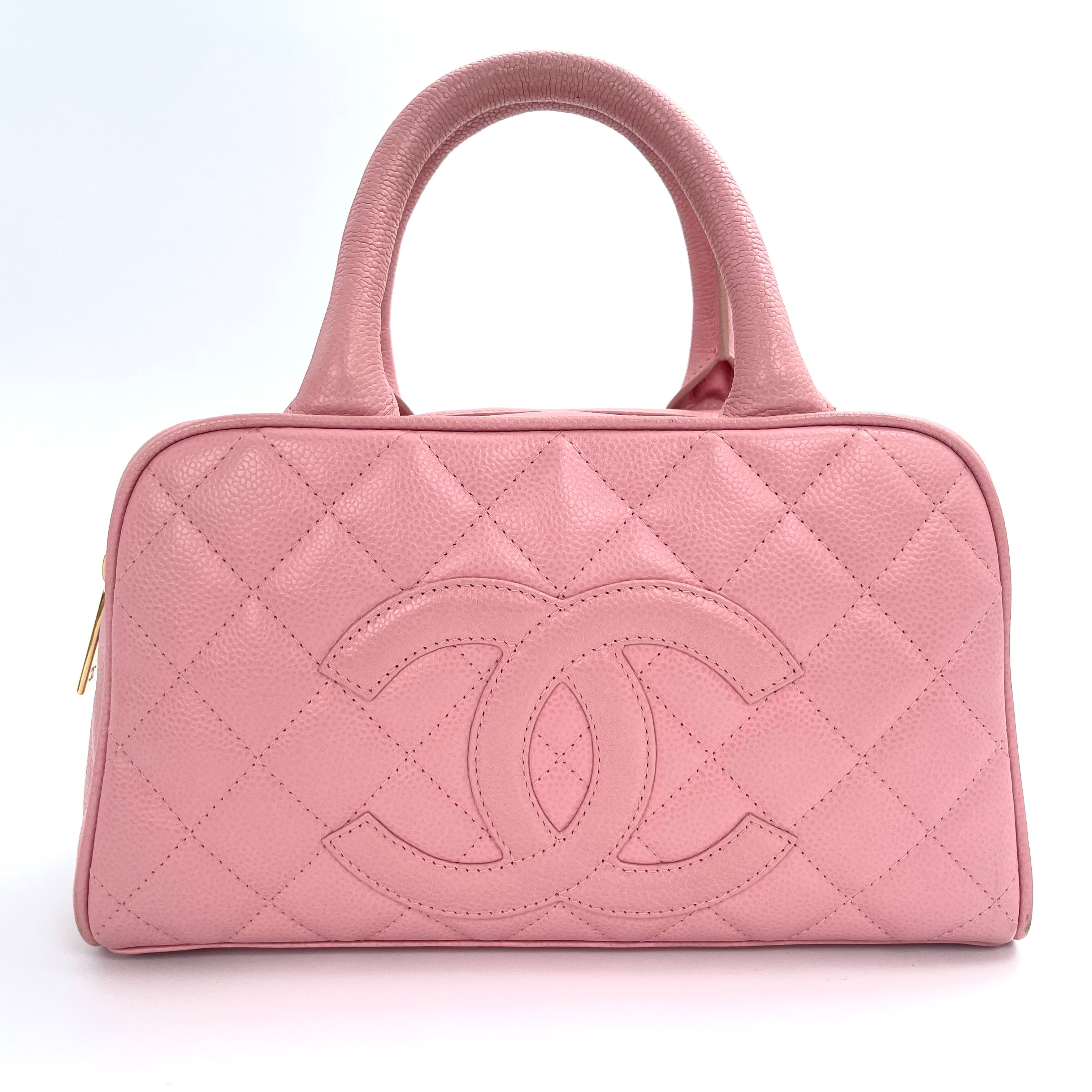 Chanel Small Sakura Pink Caviar Leather Bowling Tote Bag – Sakura Pink ...